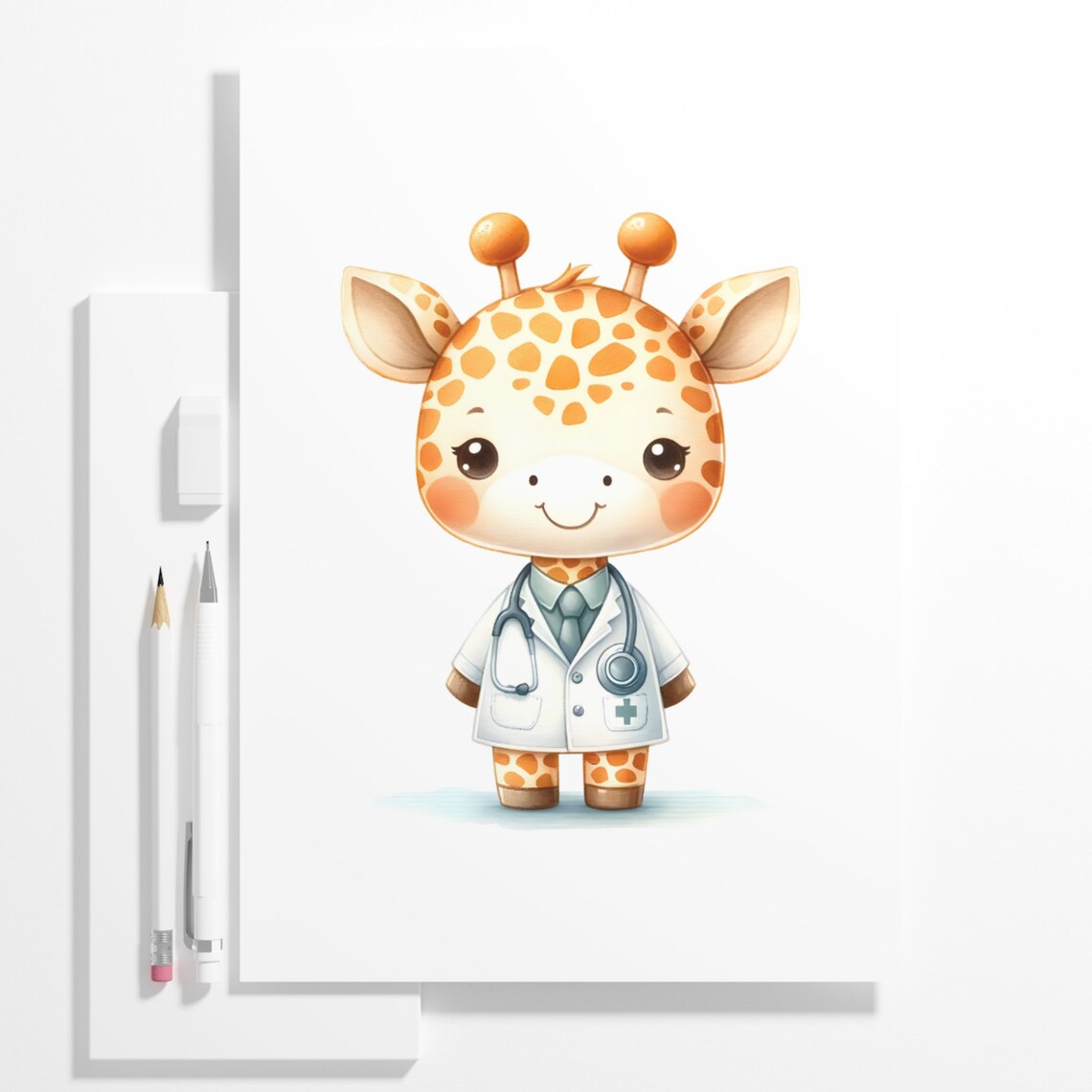 Cute Doctor Animals Clipart Bundle, Zoo Doctor Watercolor Illustration ...