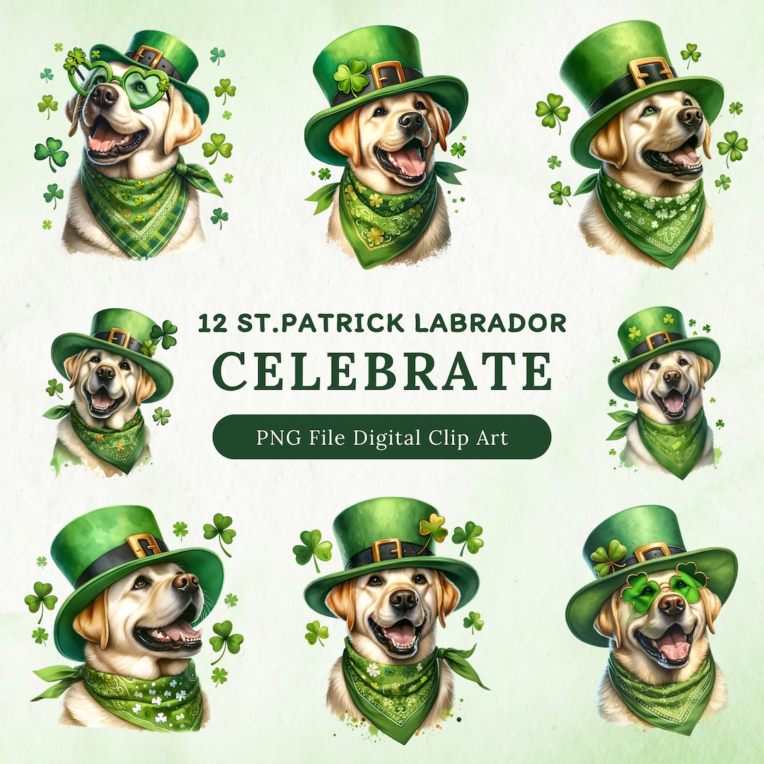 St Patrick's Day Dog Clip Art, St Patrick's Day Labrador Dog , PNG ...