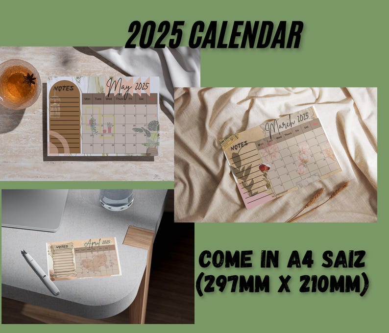 2025 Calendar Brown Boho Theme, 12 Month Calendar - Etsy