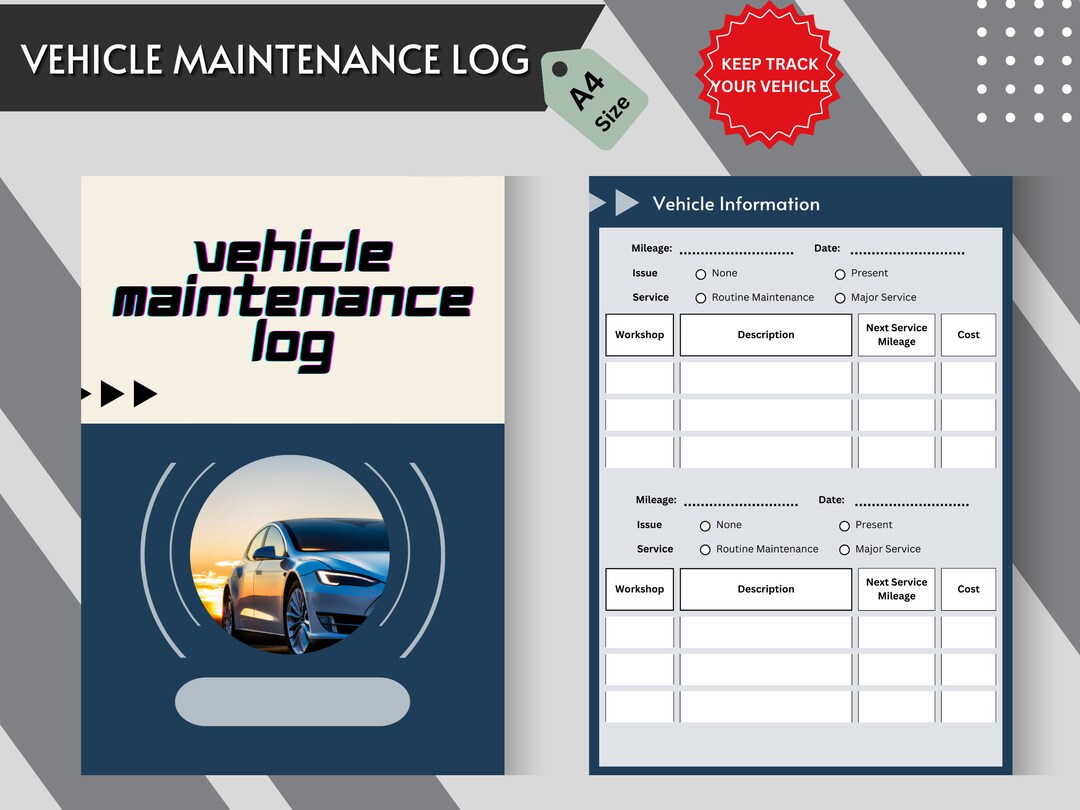 Car Service Log 2025,car Maintenance Tracker,vehicle Service Tracker ...