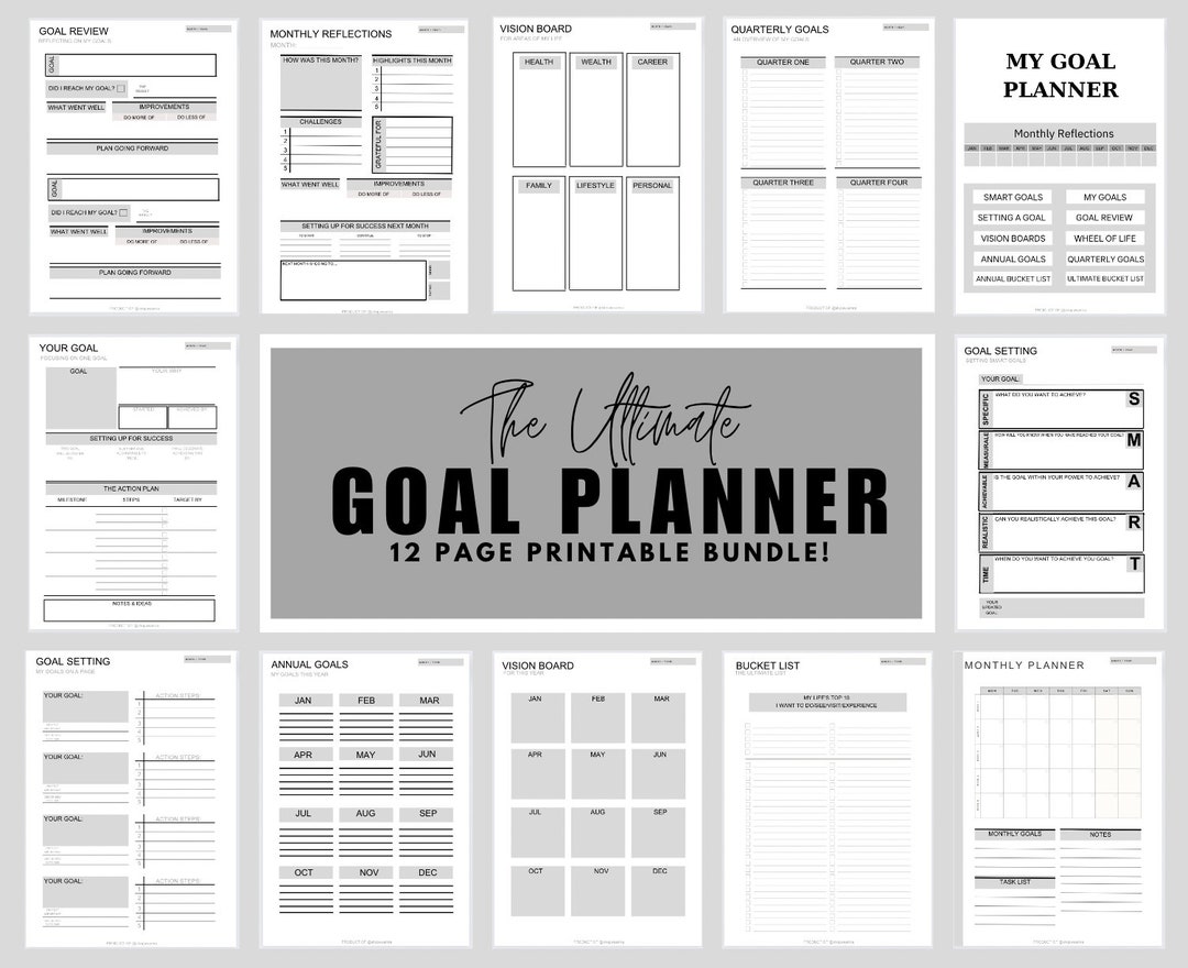 The Ulitmate Goal Planner, Goal Planner Bundle, Goal Tracker, Smart ...