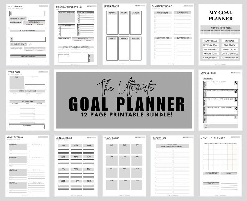 The Ulitmate Goal Planner, Goal Planner Bundle, Goal Tracker, Smart ...