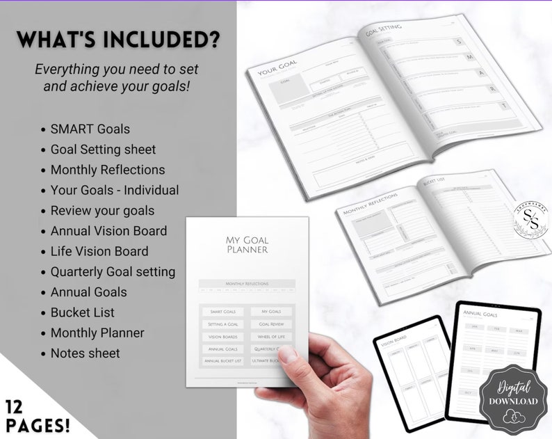 The Ulitmate Goal Planner, Goal Planner Bundle, Goal Tracker, Smart ...