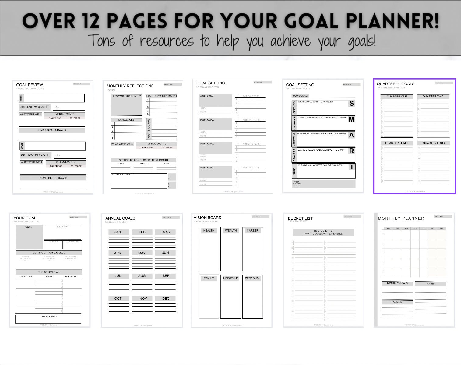 The Ulitmate Goal Planner, Goal Planner Bundle, Goal Tracker, Smart ...