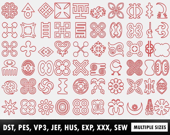 Adinkra Symbols Applique Embroidery Files Bundle, Adinkra Symbols Pes ...