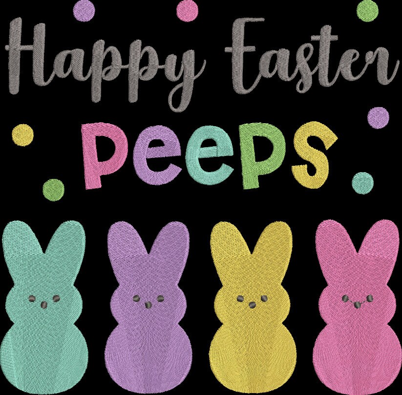 Happy Easter Peeps Embroidery Files Bundle, Cute Easter Bunny Pes Dst ...