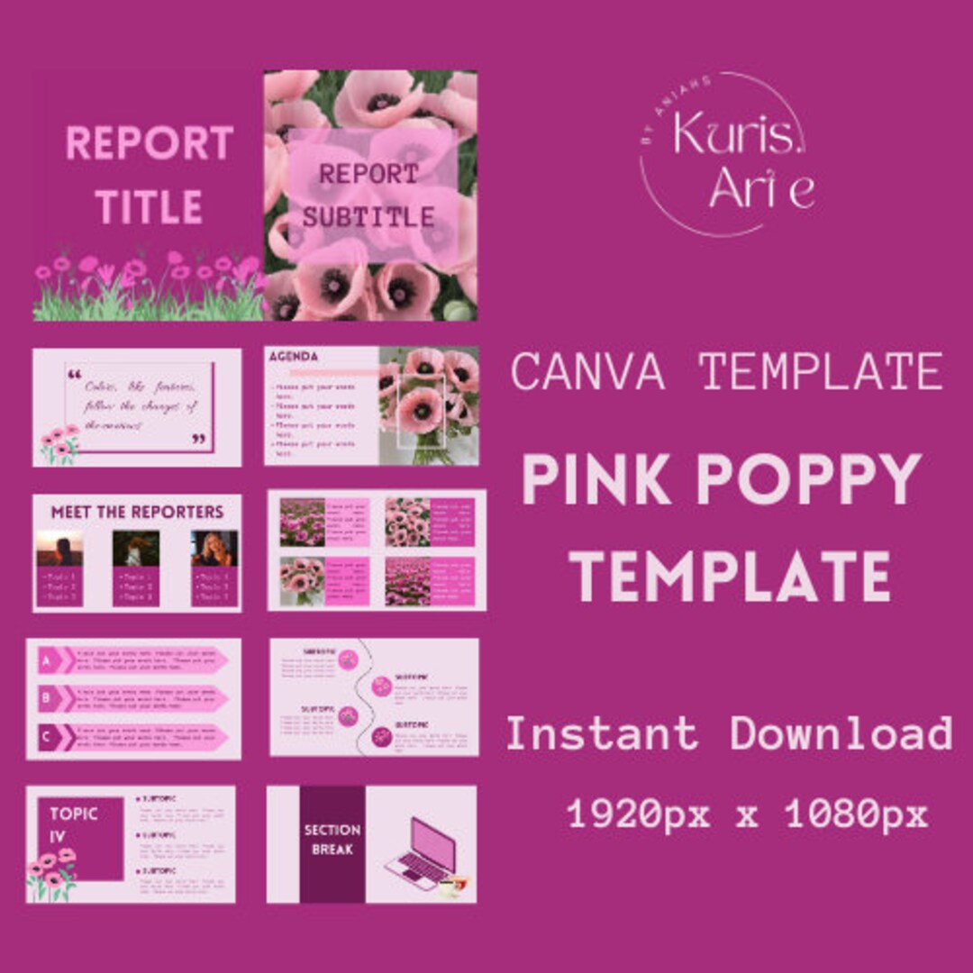 Pink Poppy Presentation Template School Report College Presentation ...