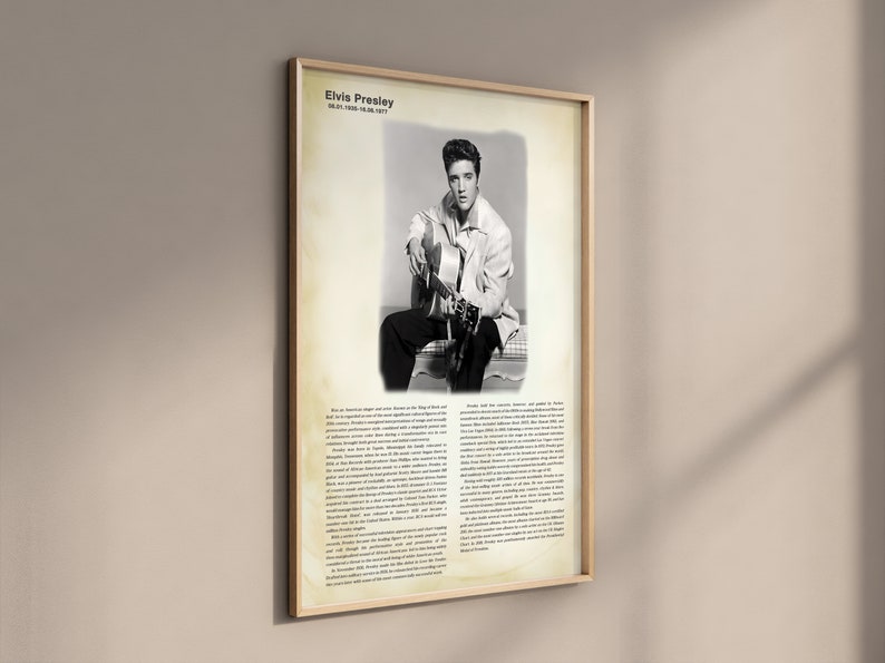 Elvis Presley Biography Cover Print Bio Poster Digital Download Music ...