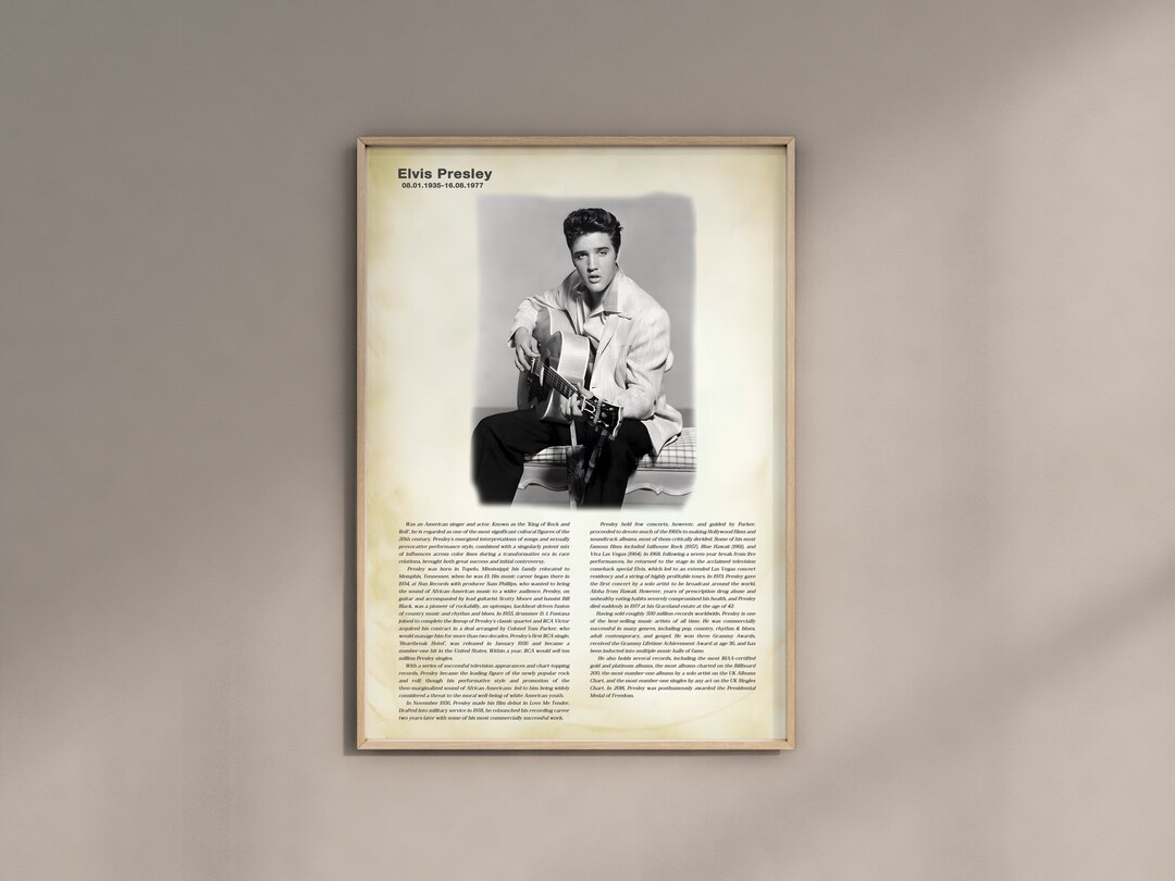 Elvis Presley Biography Cover Print Bio Poster Digital Download Music ...