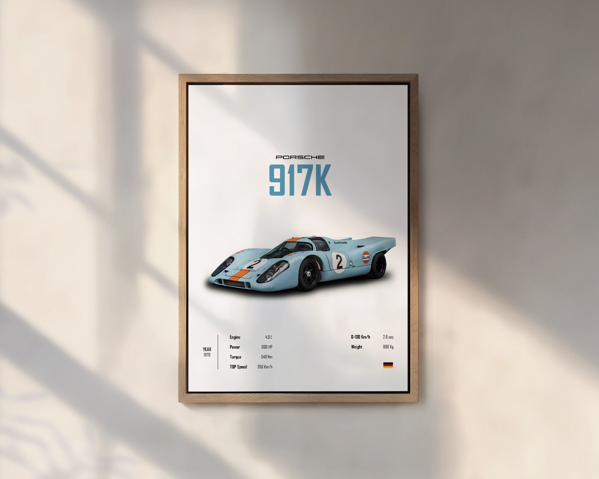 Digital Poster Porsche 917K 1970 Car Poster Prints Wall Kids Boys Room ...