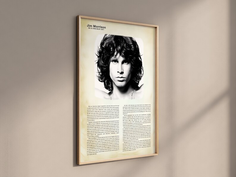 Jim Morrison Biography Cover Print Bio Poster Digital Download Music ...