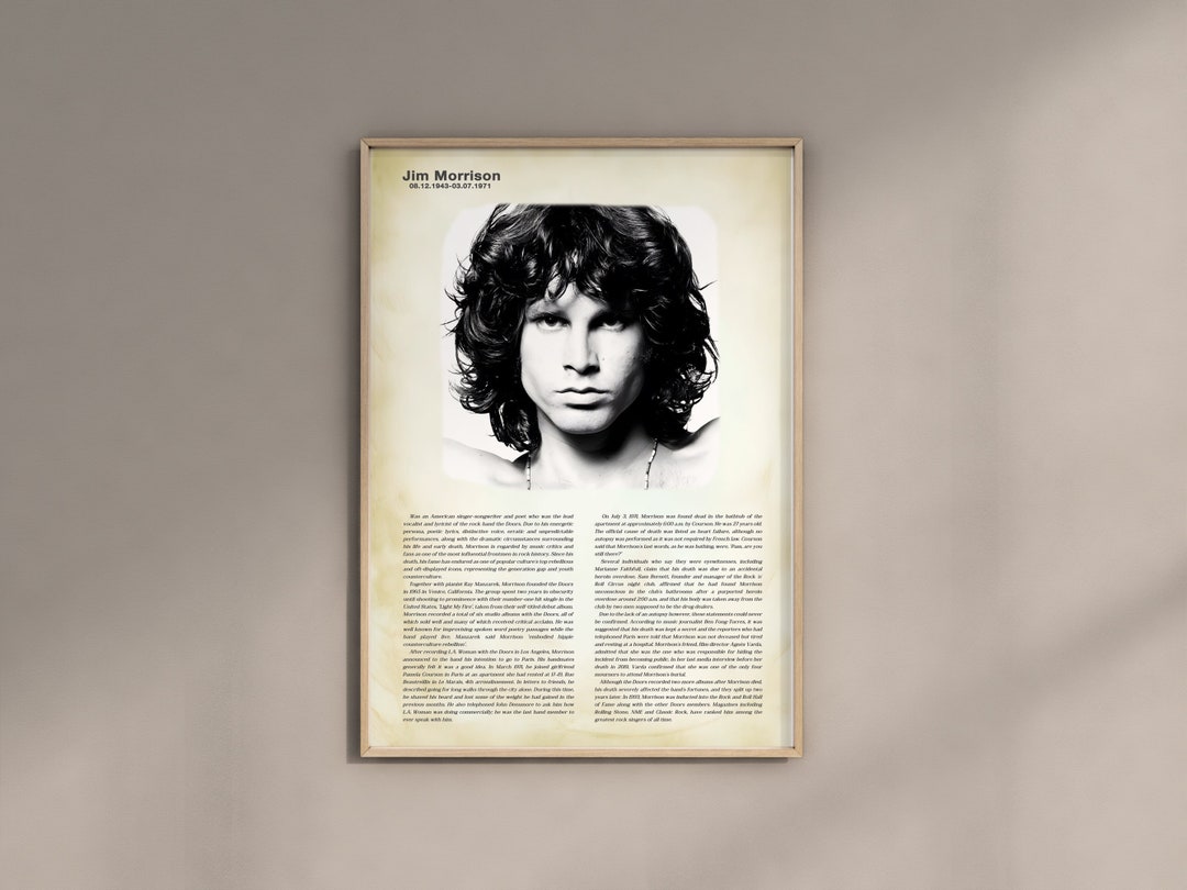 Jim Morrison Biography Cover Print Bio Poster Digital Download Music ...