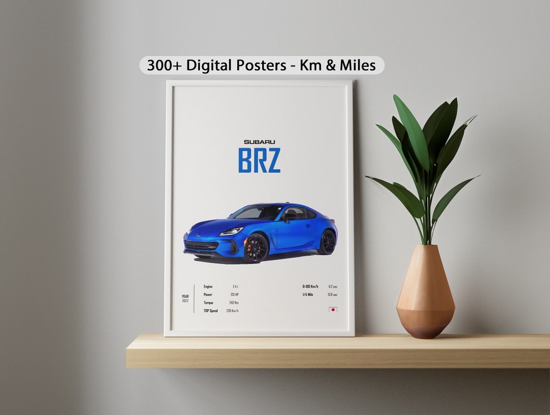 Poster Subaru BRZ 2022 Blue Car Poster Digital Print Download Wall Art ...