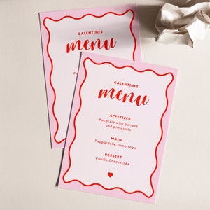 Menu Pink Red Wavy Editable Template, Girls Night, Instant Download ...