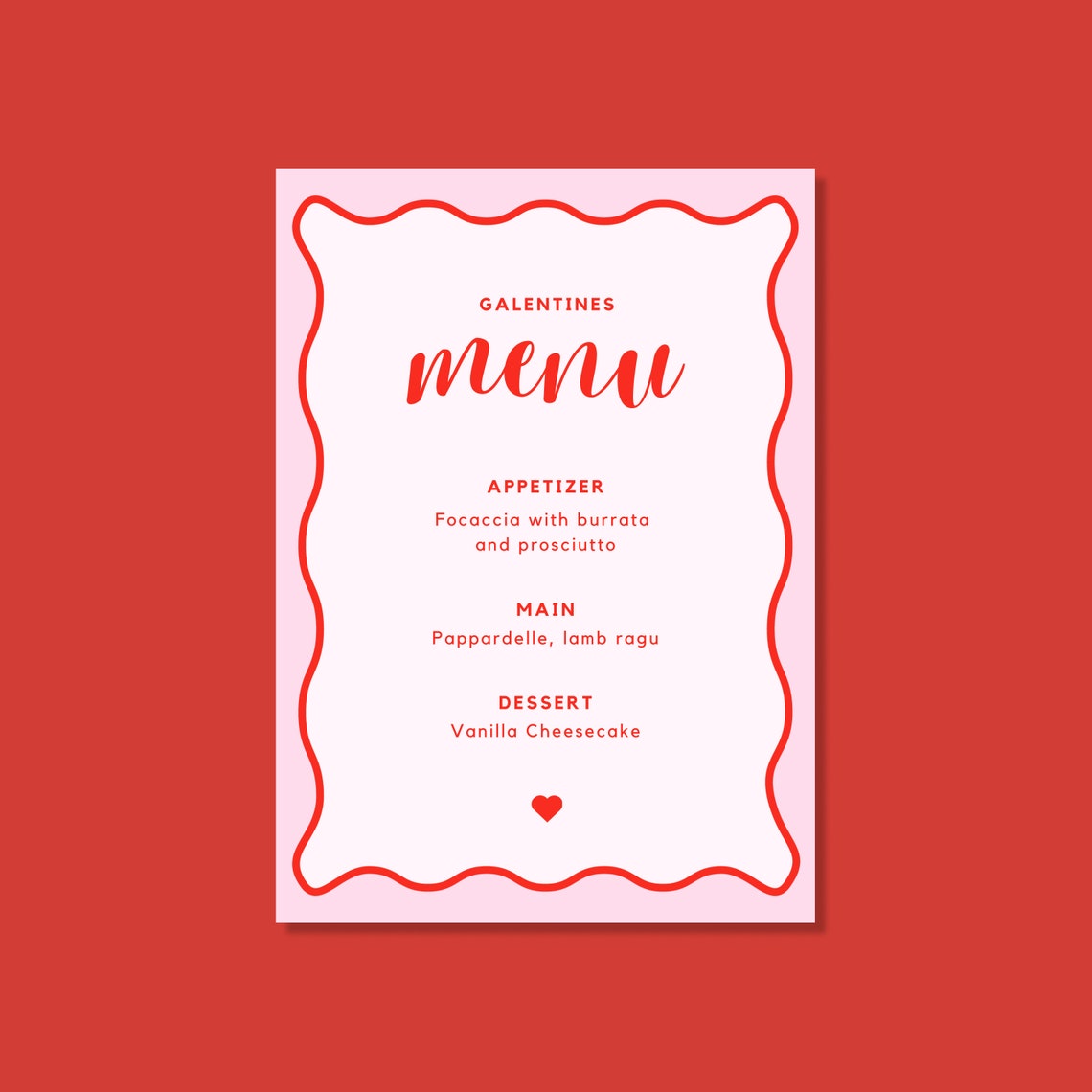 Pink Wavy Menu Template: Editable Dinner Party, Brunch (instant ...