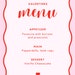 Menu Pink Red Wavy Editable Template, Girls Night, Instant Download ...