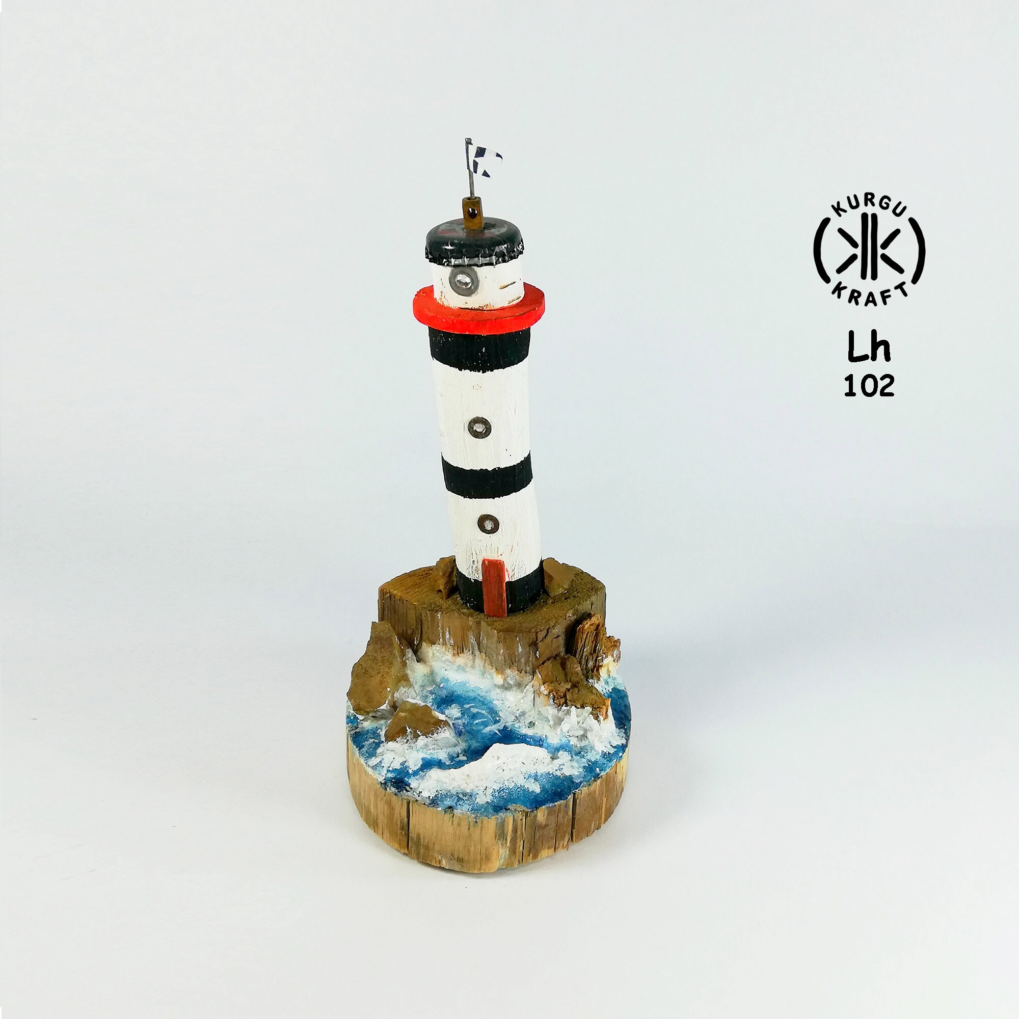 Miniature Wooden Lighthouse Decor Wooden Lighthouse Rock Waves ...