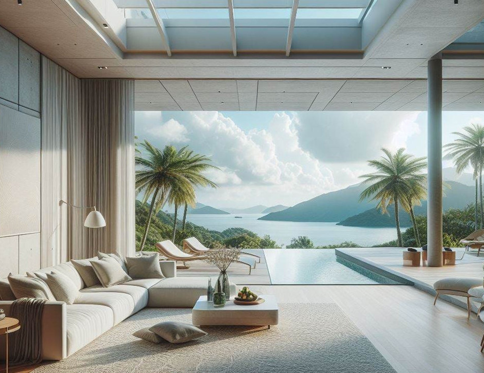 Ocean View Villa Living Room Zoom Background Ocean View Villa Virtual ...