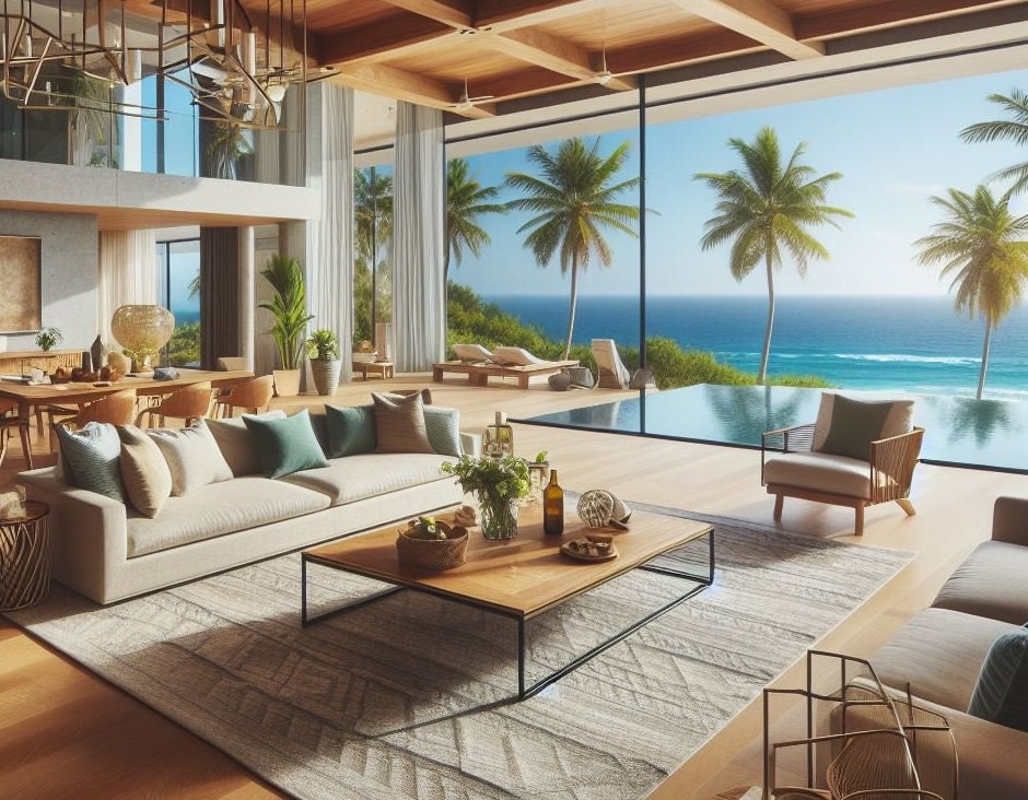 Ocean View Villa Living Room Zoom Background Ocean View Villa Virtual ...