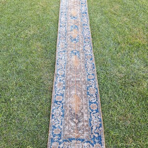 2x13 Extra Long Blue Runner,vintage Corridor Runner,entryway Runner ...