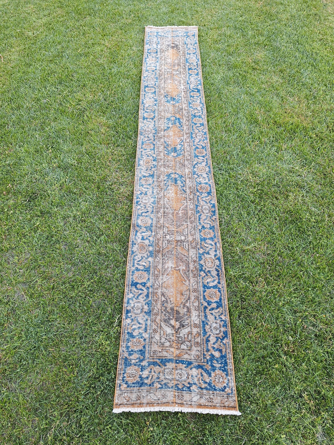 2x13 Extra Long Blue Runner,vintage Corridor Runner,entryway Runner ...