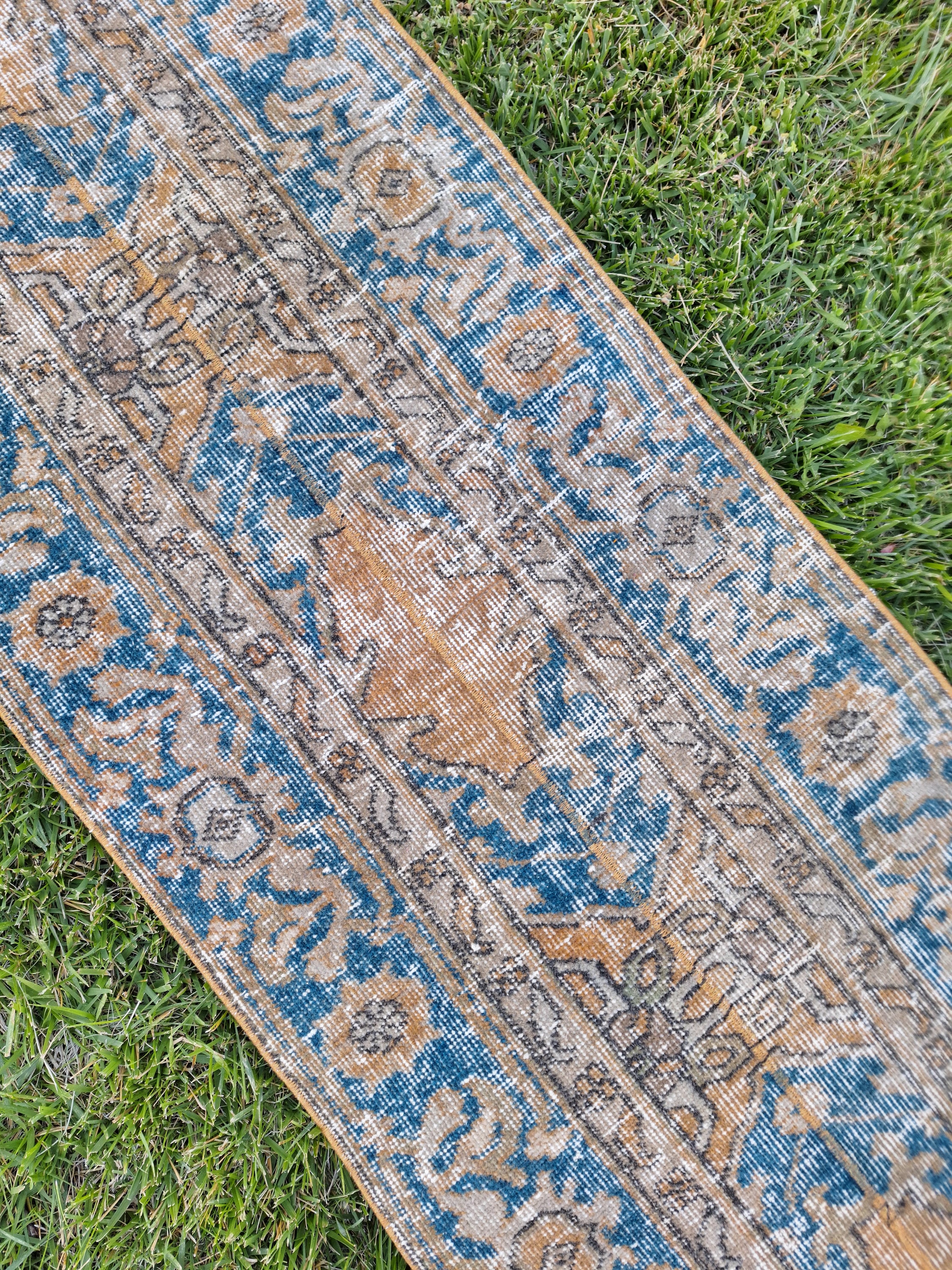 2x13 Extra Long Blue Runner,vintage Corridor Runner,entryway Runner ...