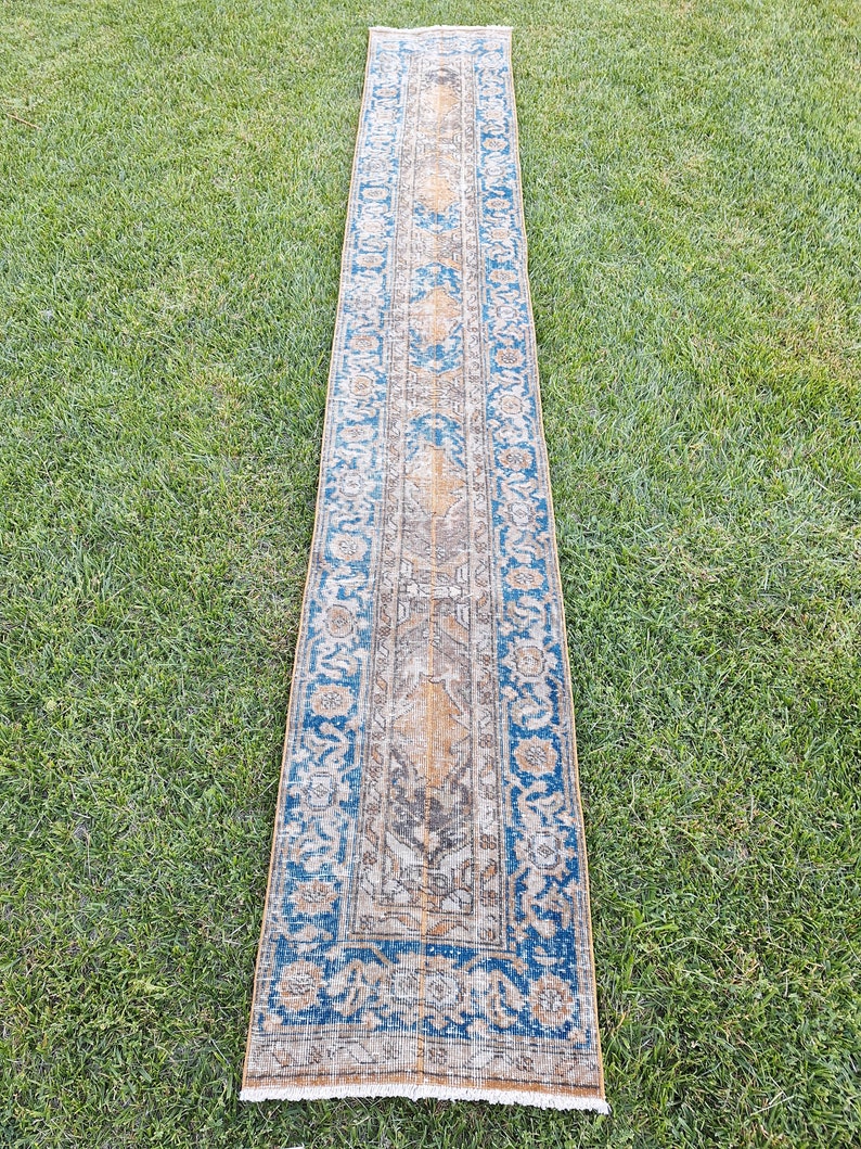 2x13 Extra Long Blue Runner,vintage Corridor Runner,entryway Runner ...