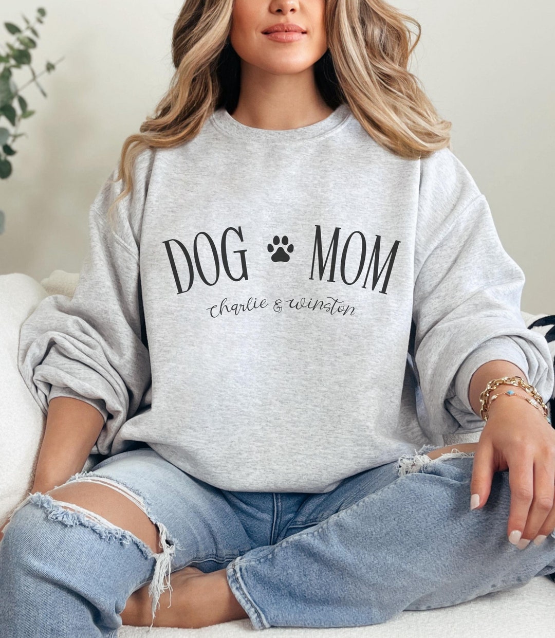 Custom Dog Mom Sweater, Paw Print Sweatshirt, Dog Name Sweater, Puppy ...