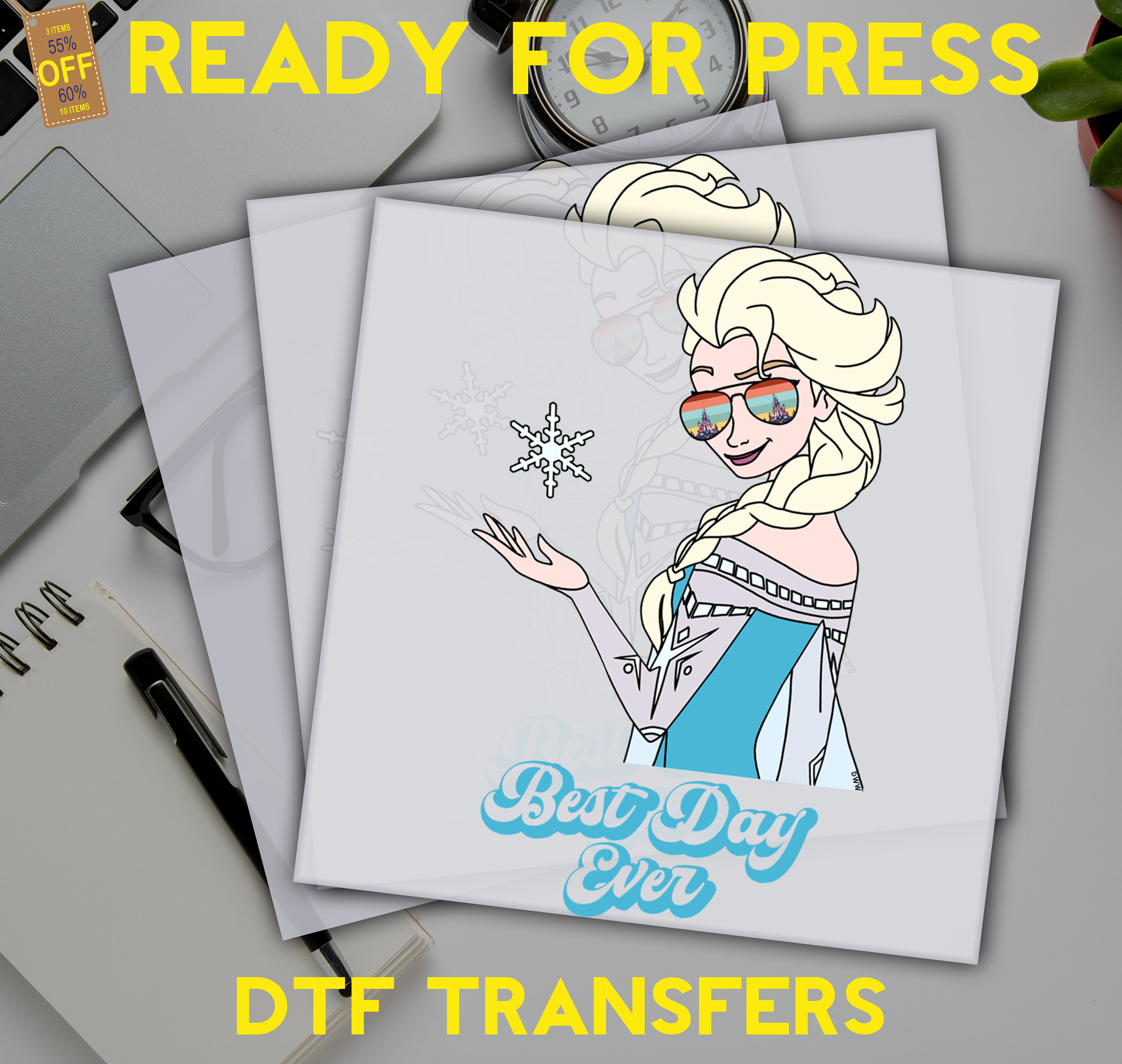 Disney Ready to Press, Elsa Best Day Ever DTF Transfer, Heat Press ...