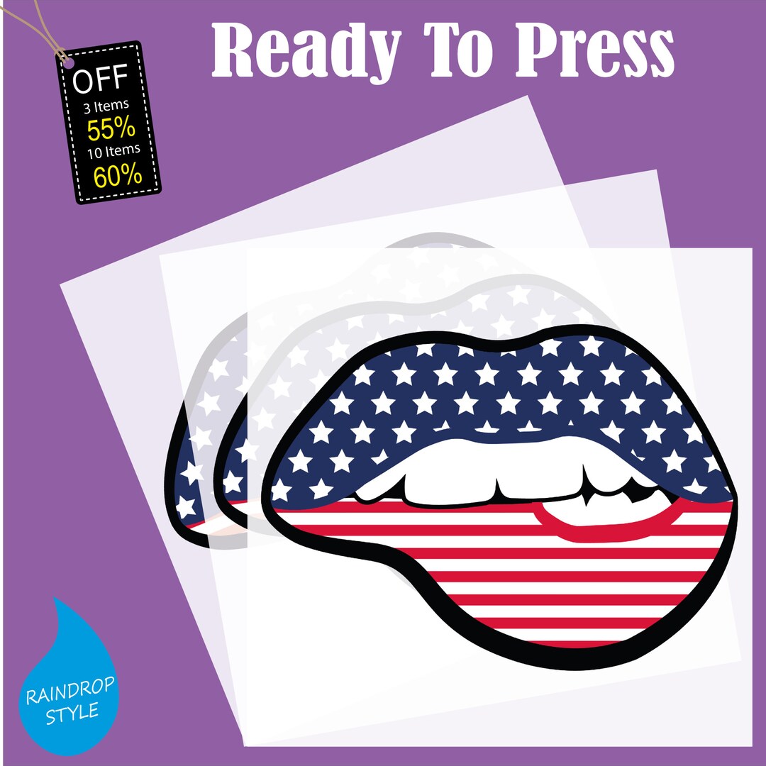 American Flag DTF, Ready to Press, American Flag Lips Princess Transfer ...