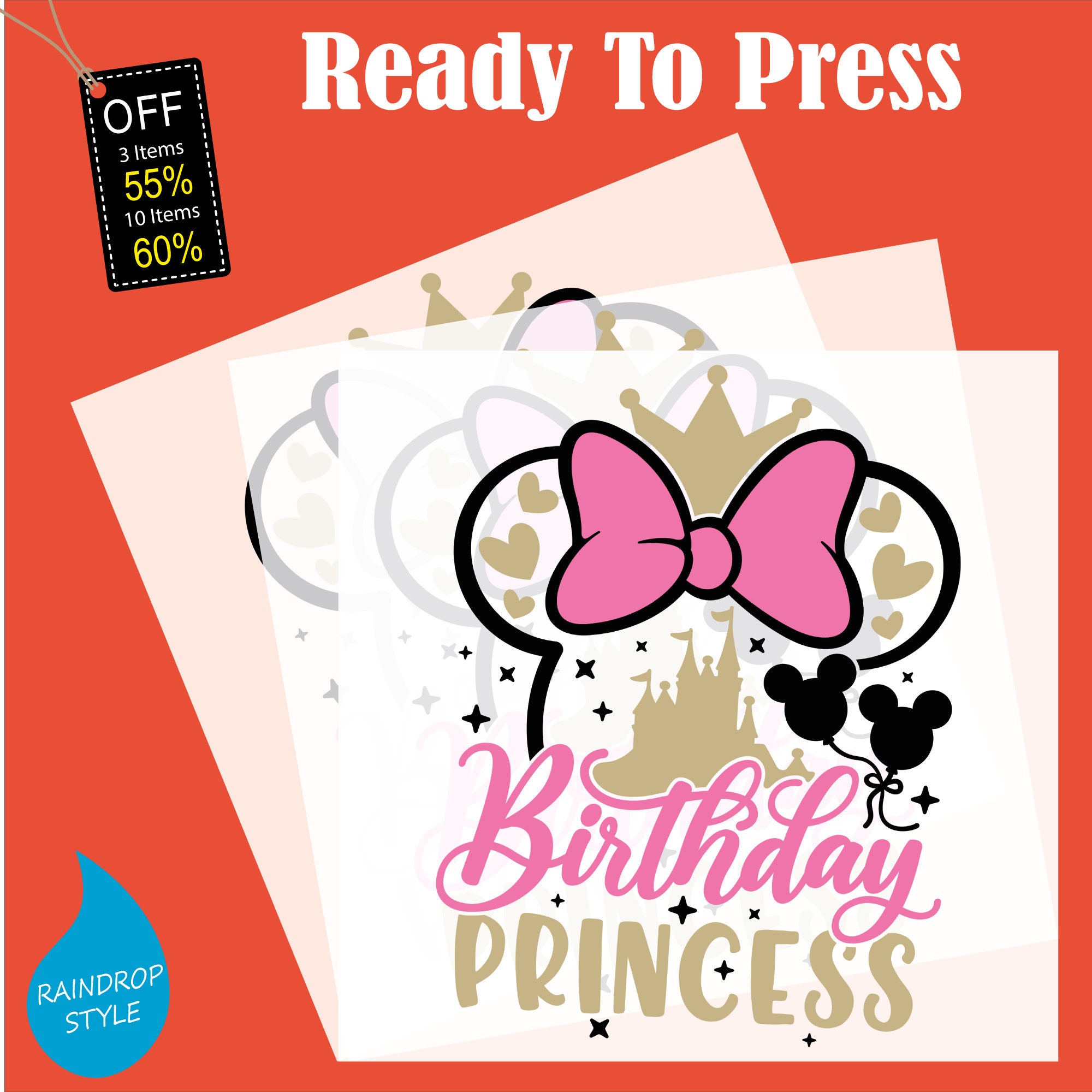 Ready to Press, Birthday Princess Dtf, Princess DTF, Minnie Birthday ...