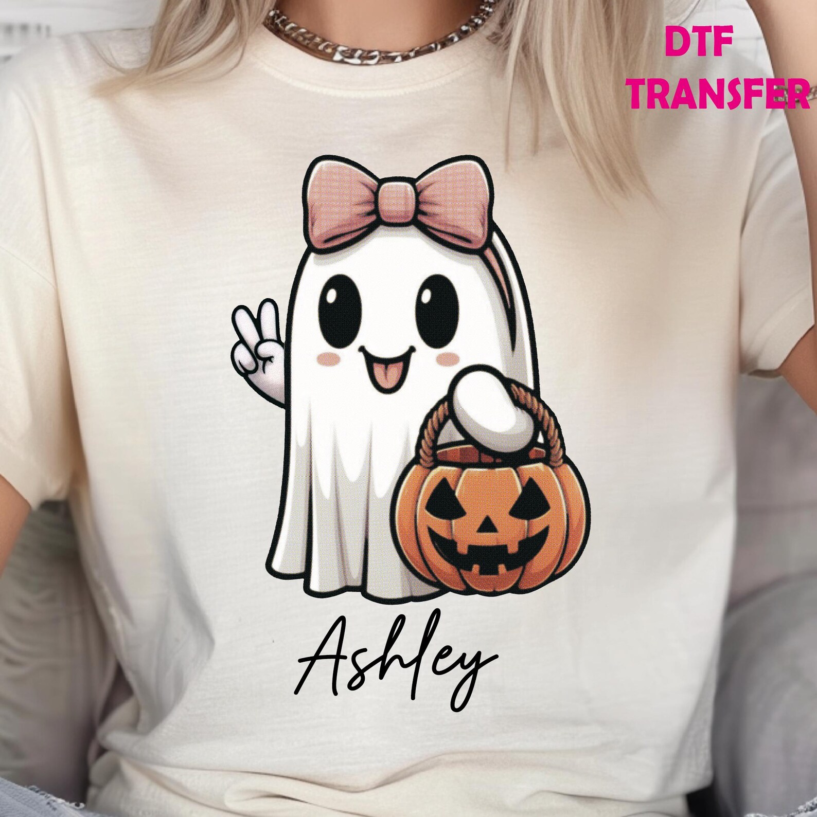 Custom Halloween Ghost Name DTF Transfer: Kids Spooky Pumpkin Design - Etsy