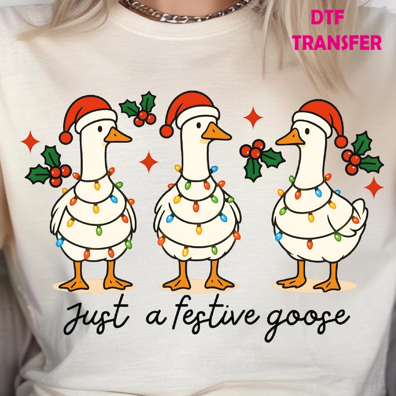 Christmas Goose DTF Transfer, Santa Lights Heat Press - Etsy