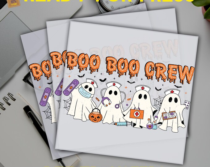 Halloween Nurse DTF Transfer, Boo Boo Crew Ready to Press, Ghost Nurse ...