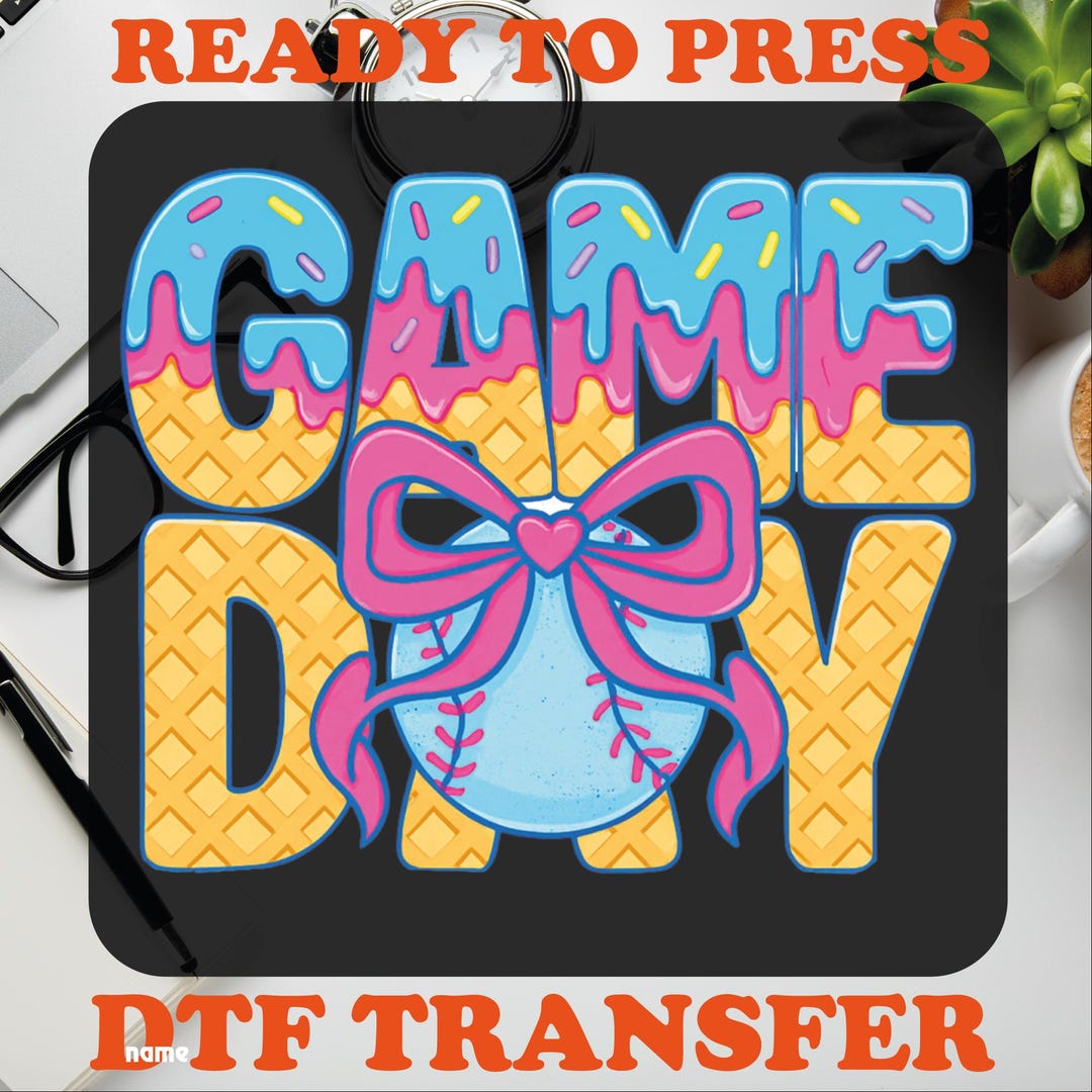 Baseball Game Day Drip Dtf Transfers, Preppy Baseball Ice Cream Drip ...