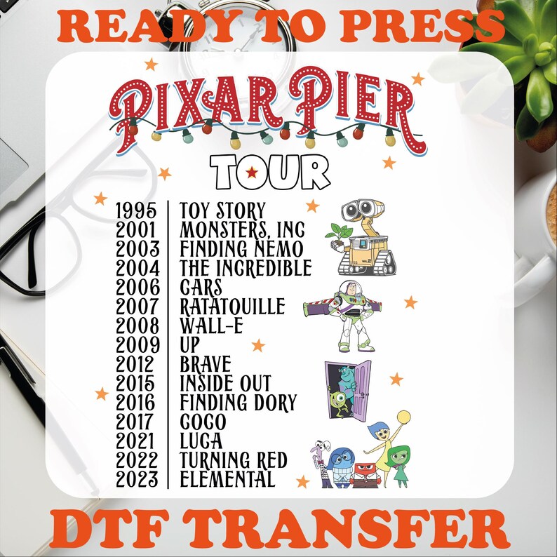 Pixar Pier Disneyland DTF Transfer, Ready to Press - Etsy