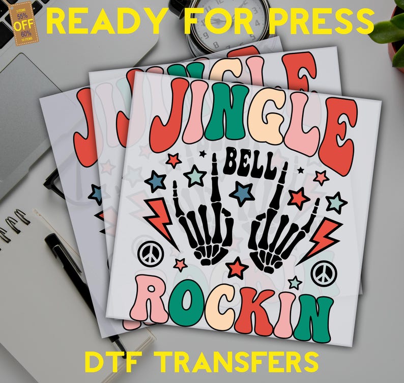 Christmas Jingle Bell Rock Skeleton Hand DTF Heat Transfer - Etsy