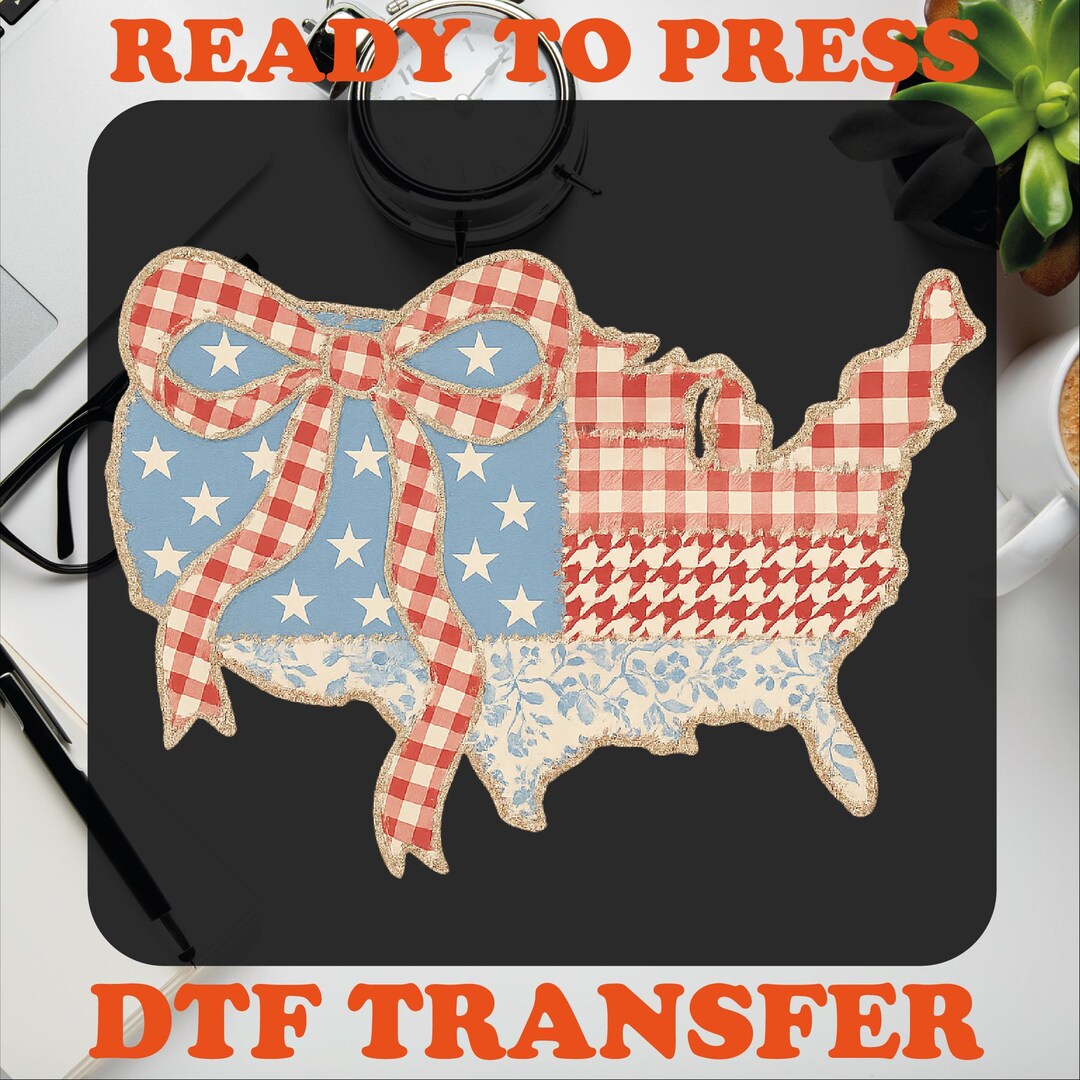 Preppy America USA Map Dtf Transfer, Preppy 4th of July Ready to Press ...
