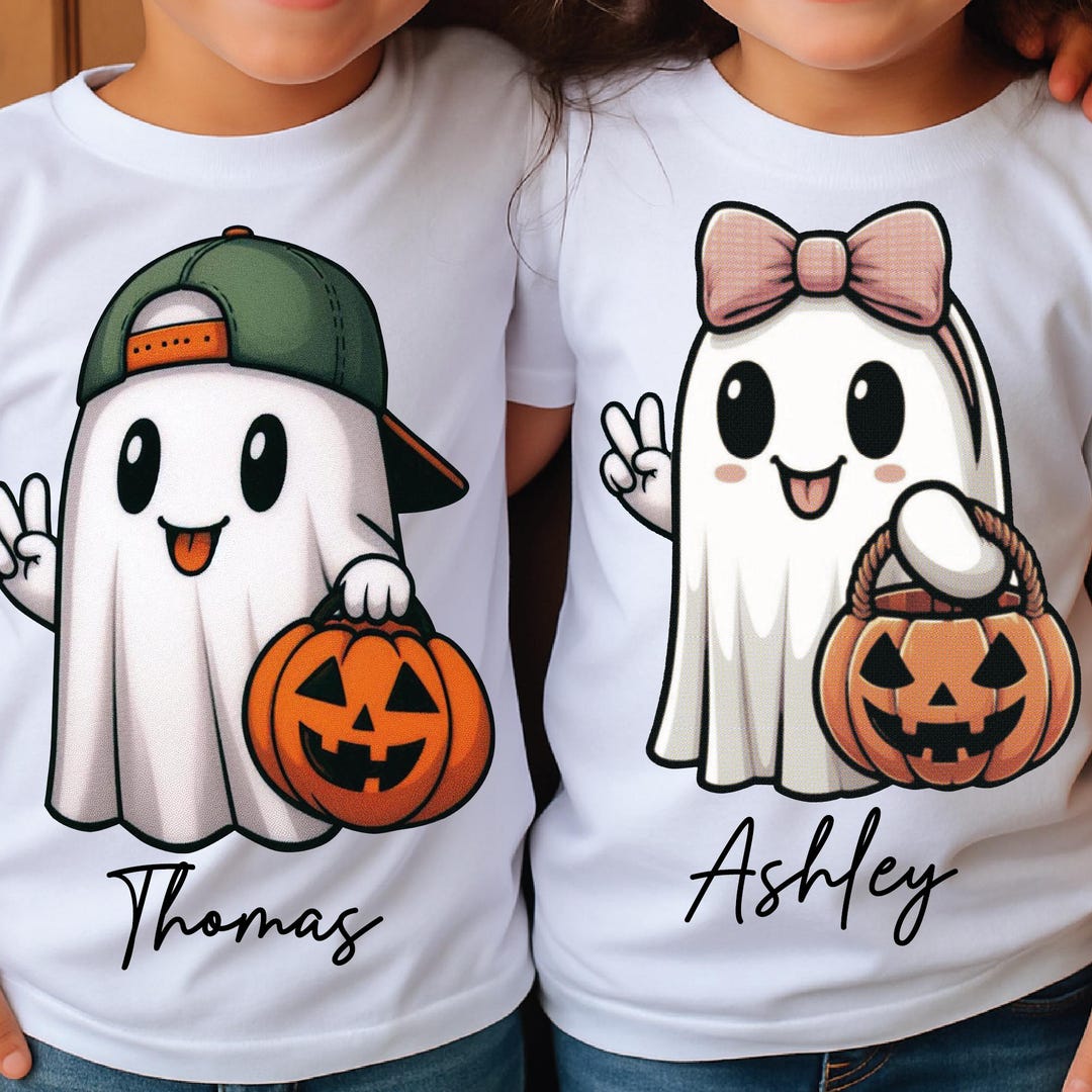Custom Halloween Ghost Name DTF Transfer: Kids Spooky Pumpkin Design - Etsy