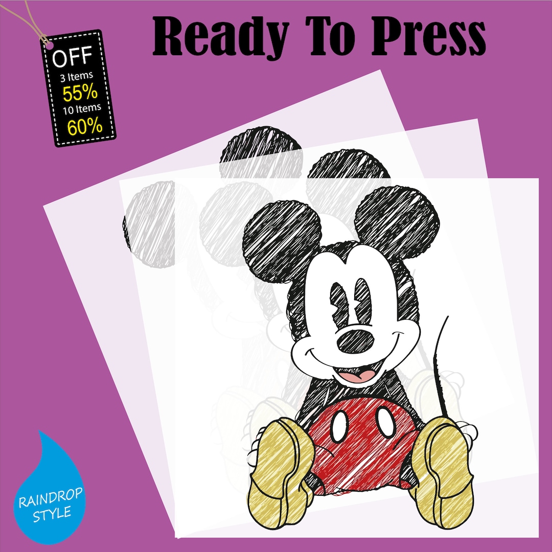 Retro Mickey DTF, Ready to Press, Disney Birthday Mickey Transfer, Heat ...
