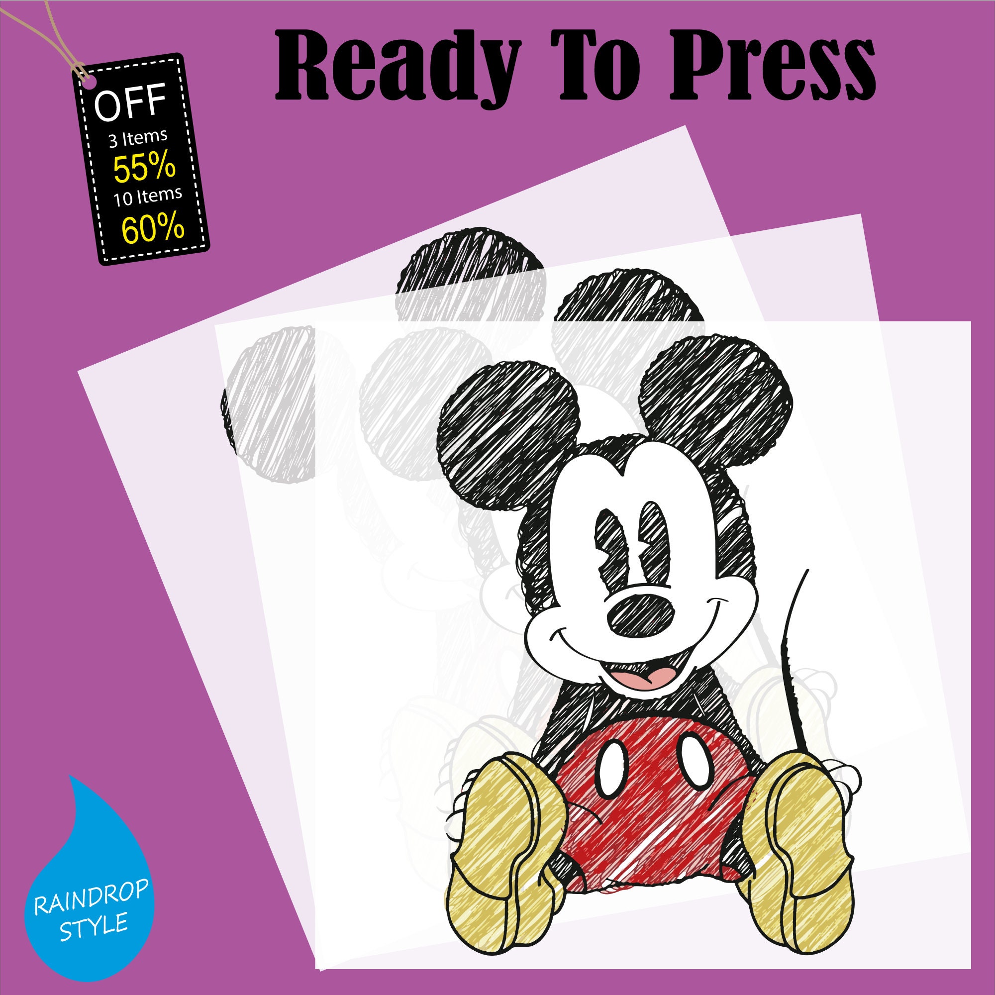 Retro Mickey DTF, Ready to Press, Disney Birthday Mickey Transfer, Heat ...
