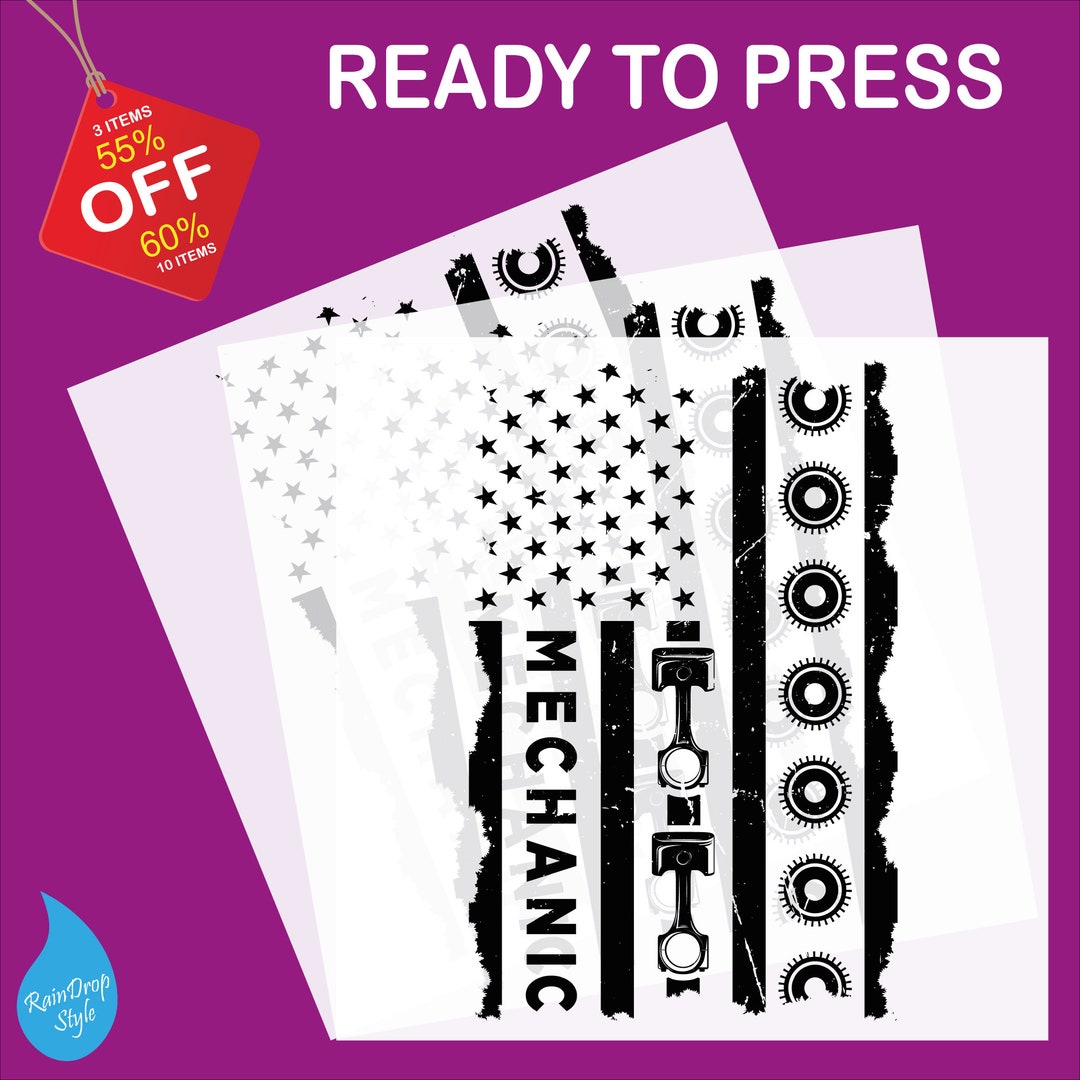 Mechanic Engineer DTF Transfers, Ready for Press Heat Transfers, Custom ...