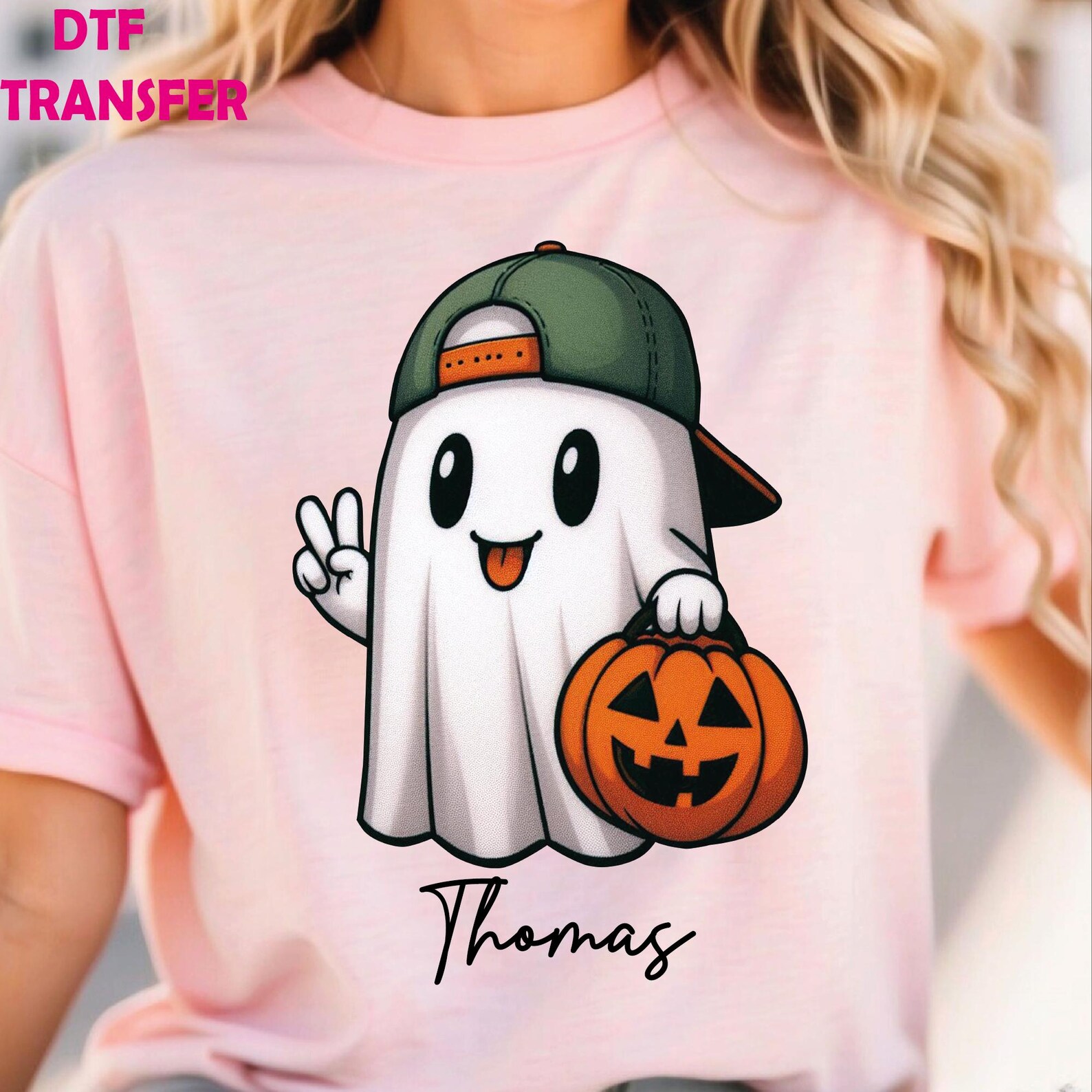 Custom Halloween Ghost Name DTF Transfer: Kids Spooky Pumpkin Design - Etsy