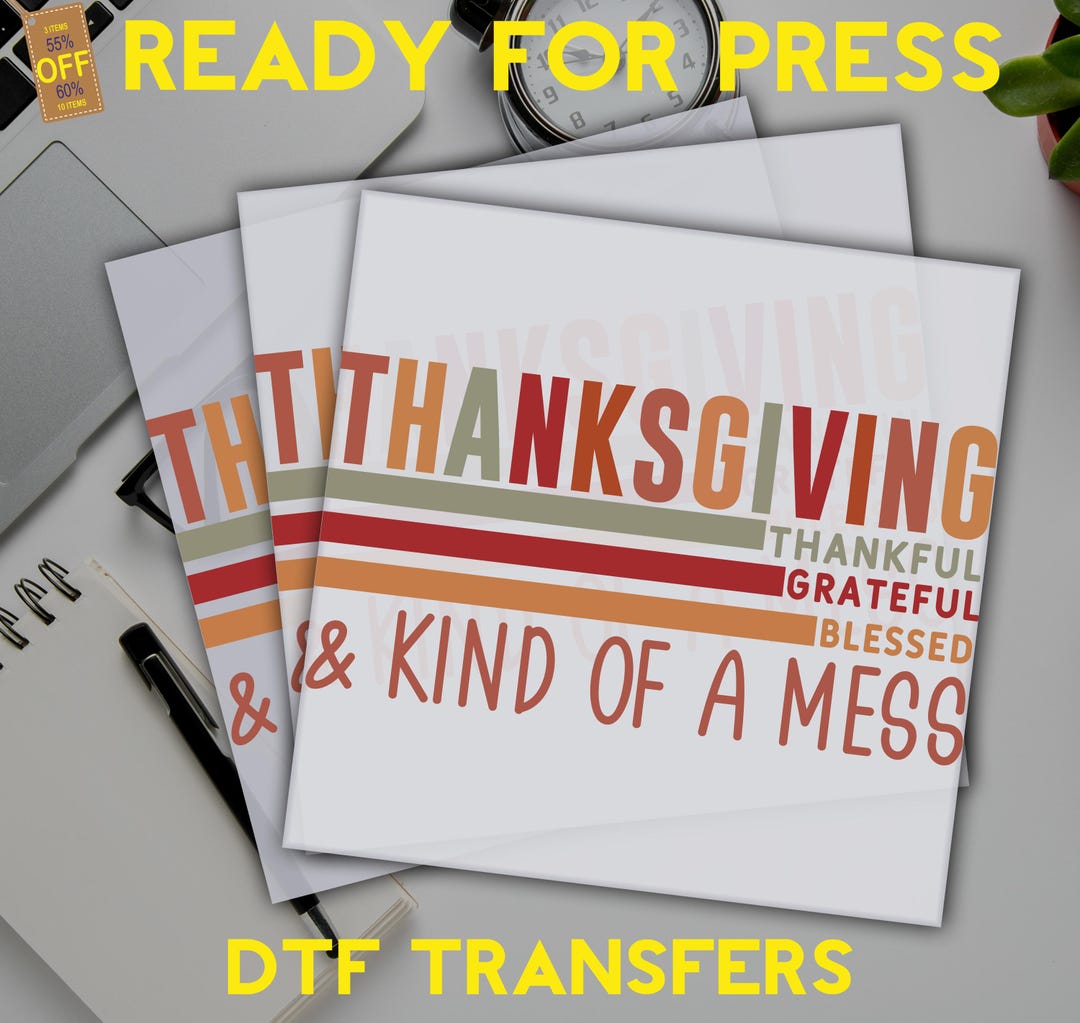 Retro Thanksgiving DTF Transfer, Thankful Grateful Blessed Design - Etsy