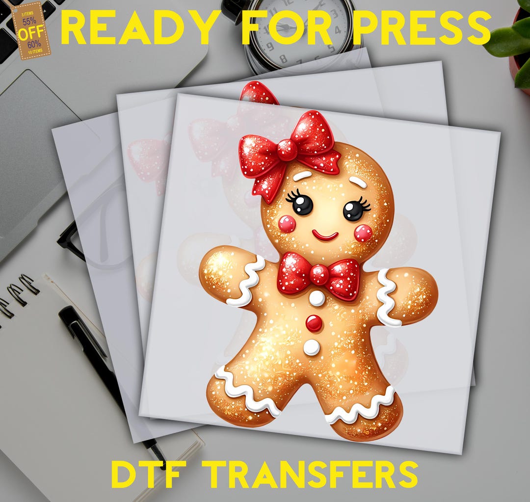 Coquette Gingerbread Christmas Dtf, Glitter Gingerbread Ready to Press ...