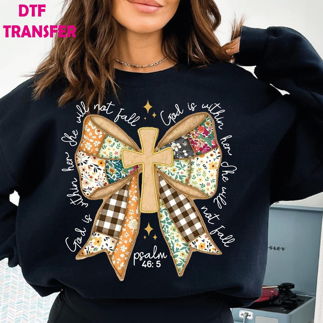 Christian Cross DTF Transfer: Coquette Faith Heat Press Design - Etsy