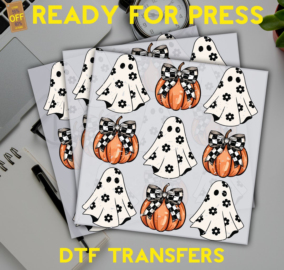 Halloween DTF, White and Black Ghosts Dtf, Heat Transfers, Pumpkins Dtf, White and Black Ghosts ...
