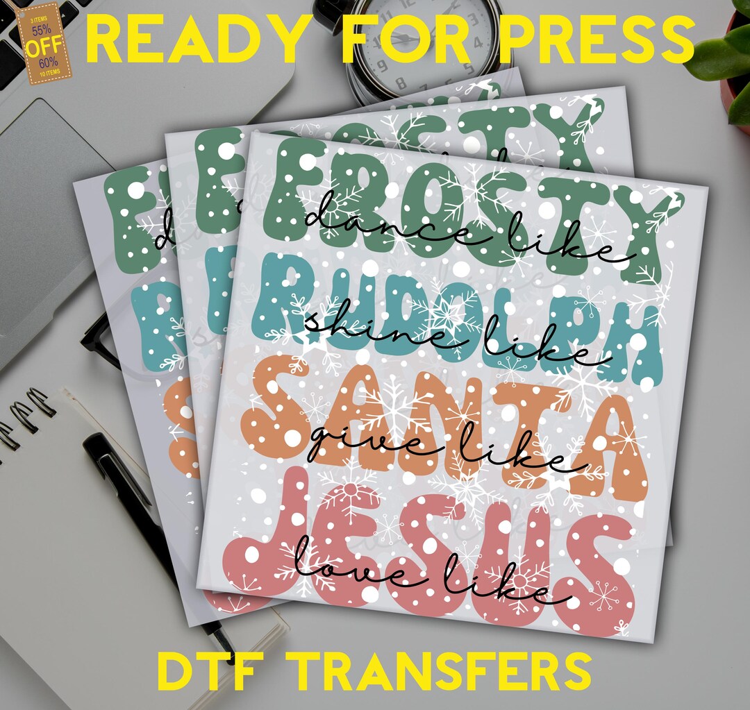 Jesus Christmas DTF Ready to Press, Frosty Rudolf Santa Jesus Retro Dtf ...