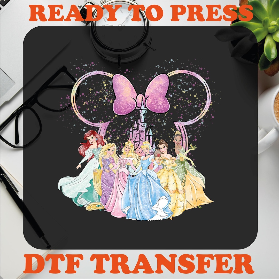 Disney Princess Characters Dtf Transfer, Colorful Princess Dtf, Disney ...