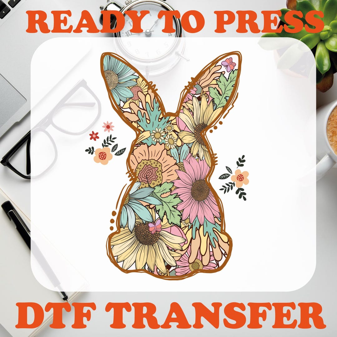 Happy Easter Boho Bunny Ready to Press, Flowers Bunny Dtf, Grand ...